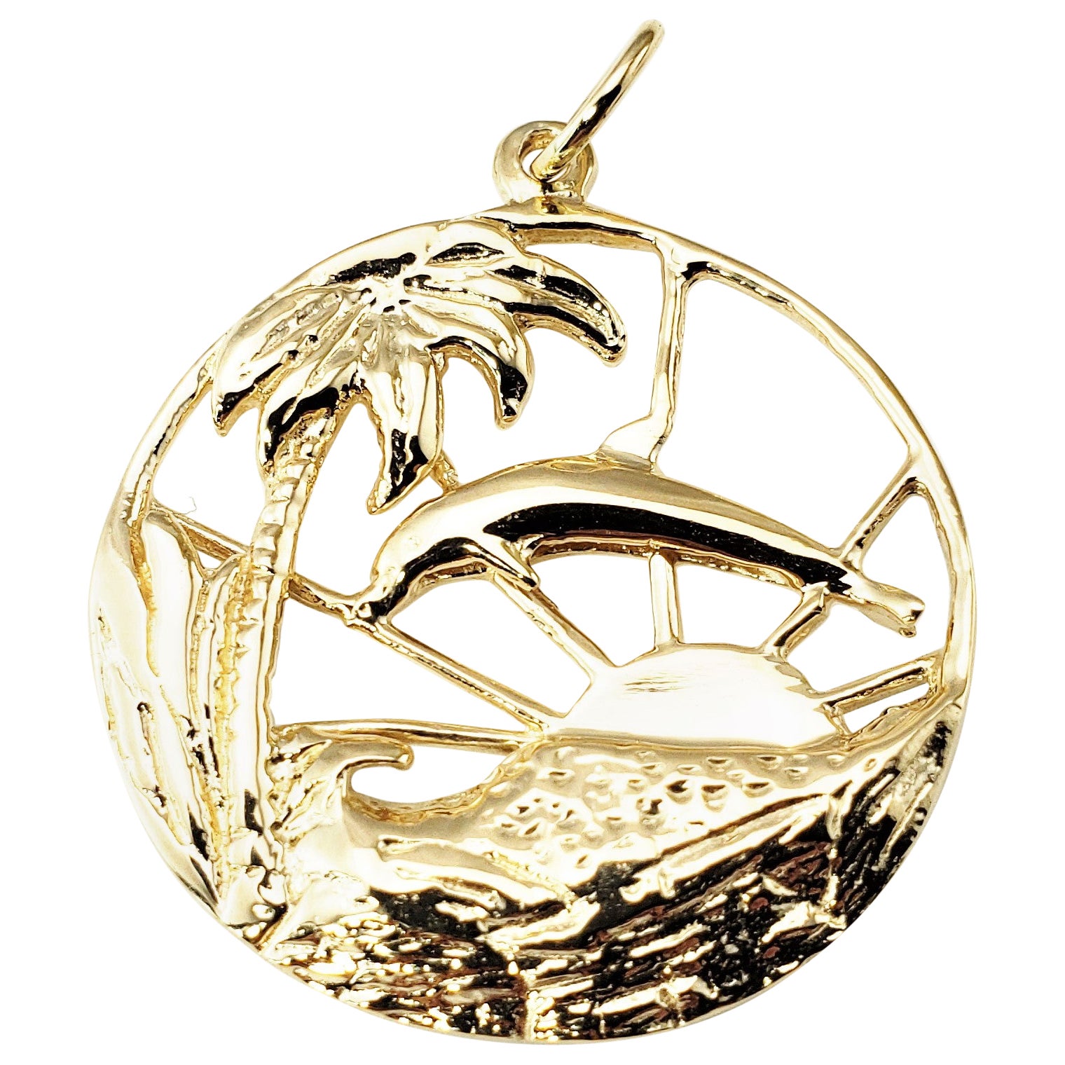 Yellow Gold Dolphin Pendant For Sale at 1stDibs