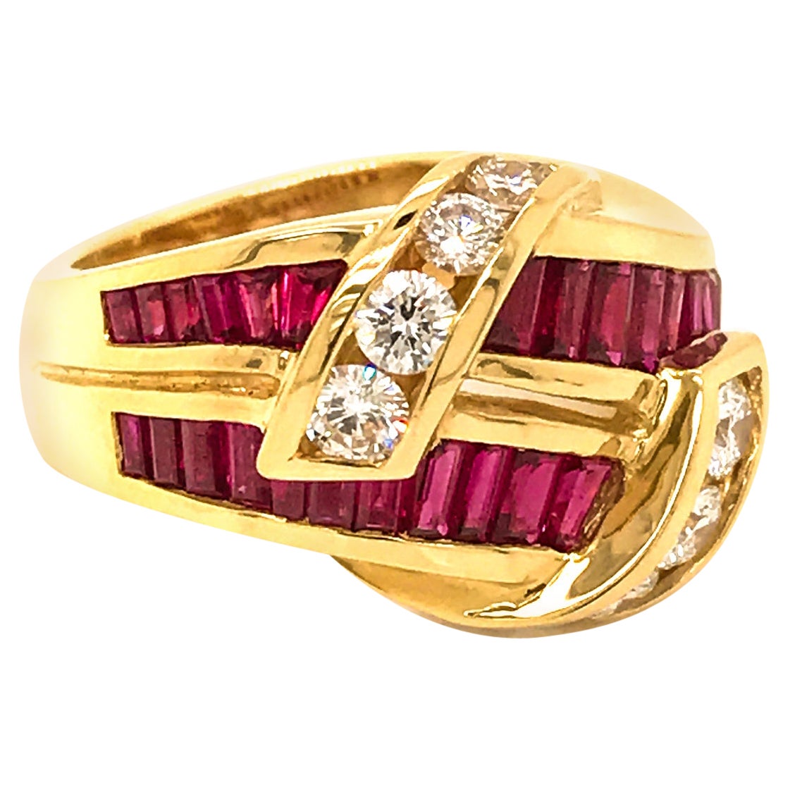 Charles Krypell Ruby and Diamond Gold Ring For Sale at 1stDibs