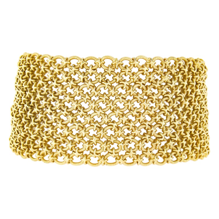Bvlgari Vintage 18k Yellow Gold Textured Braided Wide Mesh Link Chain ...
