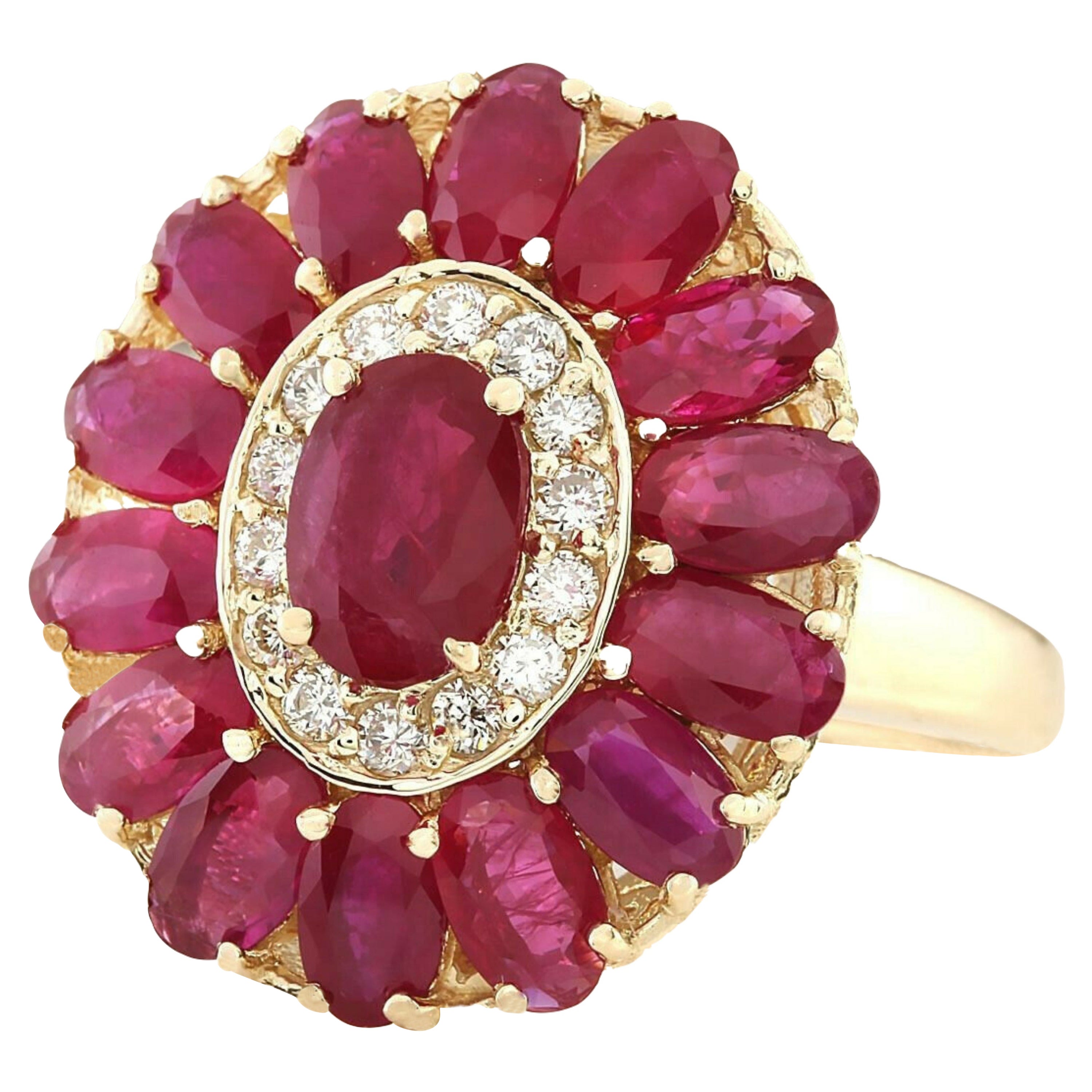 Certified 4 Carat 24 Count Diamond Statement Ring in 14 Karat Yellow ...