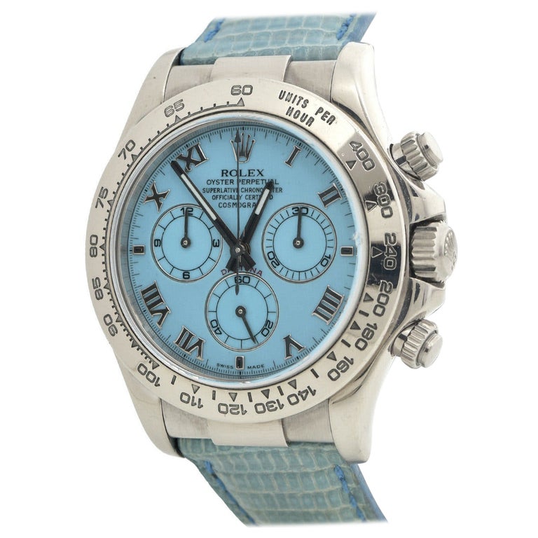 Rolex Daytona Beach Blue Ref. 116519 in 18k White Gold Watch at 1stDibs