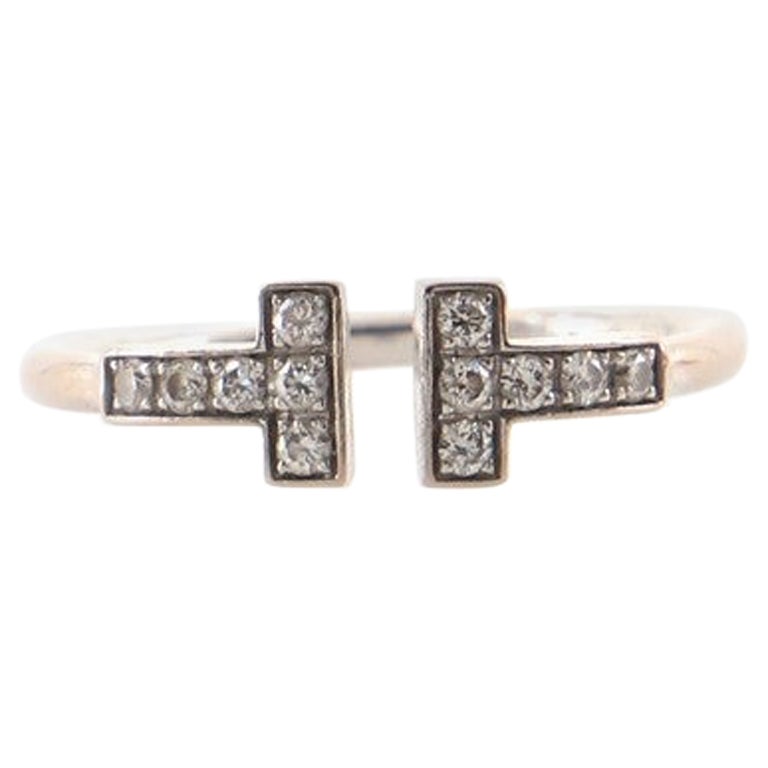 Tiffany and Co. T Wire Ring 18K White Gold with Diamonds at 1stDibs