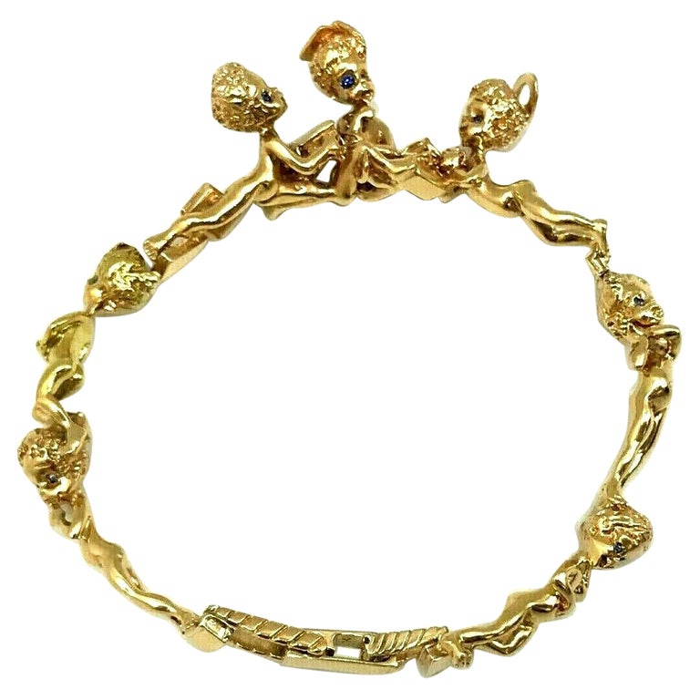 William Ruser Retro Children of the Week Cherub Yellow Gold Bangle ...