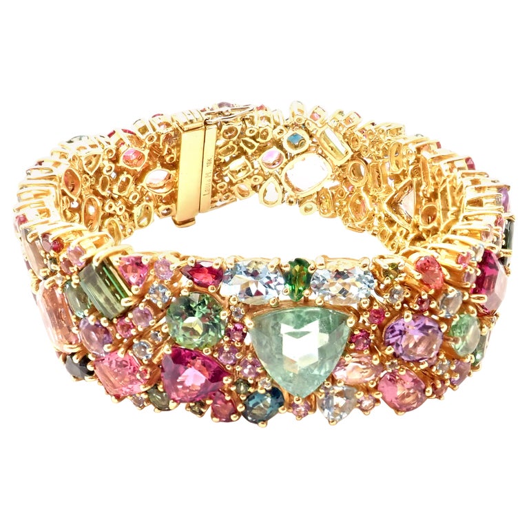 Laura Munder Kaleidoscope Color Stone Yellow Gold Bracelet at 1stDibs