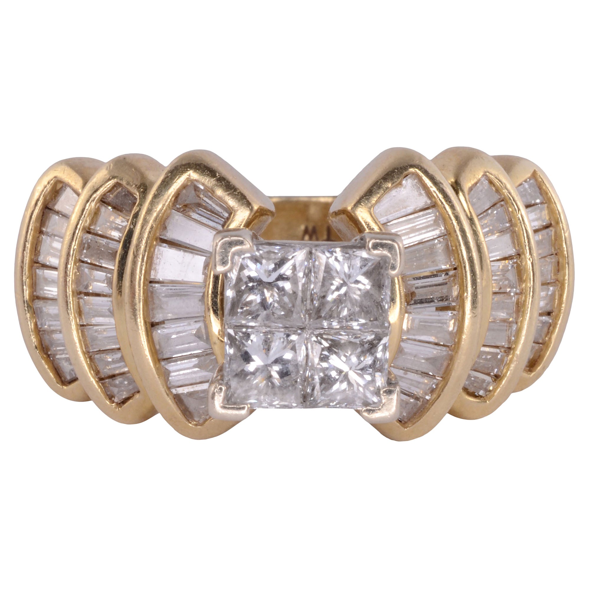 Antique 1800's Portuguese 19K Gold and Rose Cut Diamond Ring Signed 1/2 ...