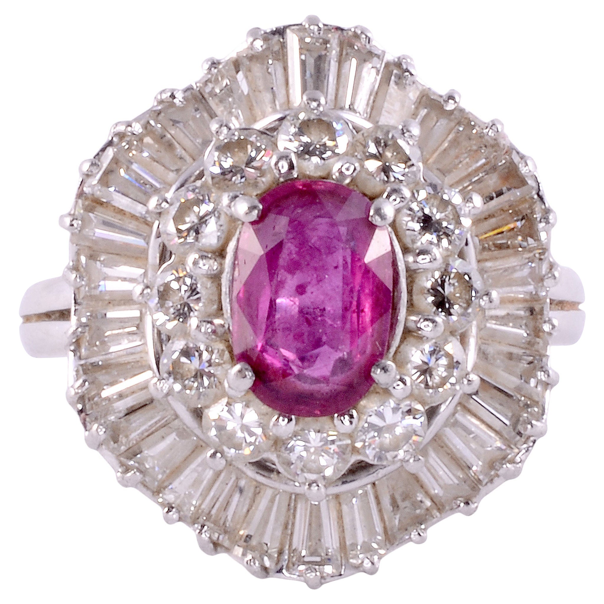 Burma Ruby Diamond Platinum Ring at 1stDibs