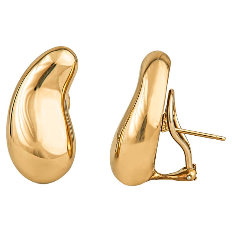 Tiffany and Co. Elsa Peretti 18k Yellow Gold Bean Earrings at 1stDibs