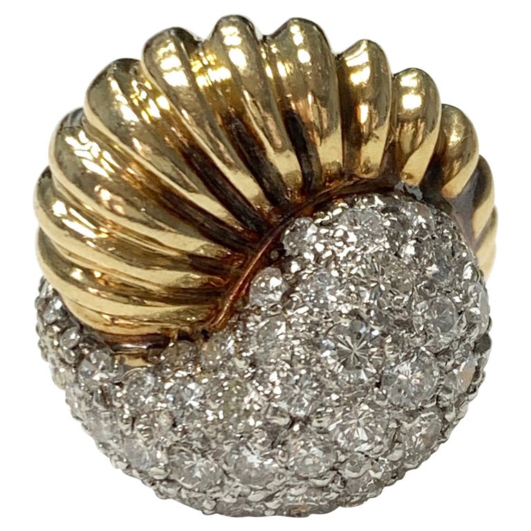 Diamond Cocktail Ring in 14K Yellow Gold For Sale at 1stDibs