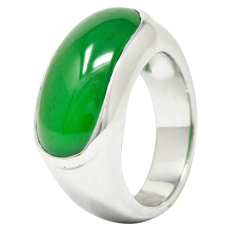 Vintage Jadeite Jade Platinum Unisex Band Ring GIA at 1stDibs