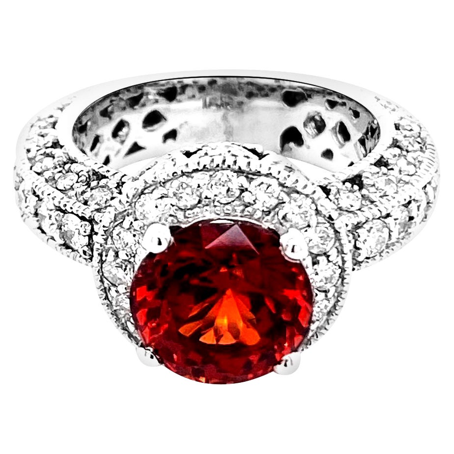 2.18ct Natural Malaya Garnet 14K W/G Ring For Sale at 1stDibs