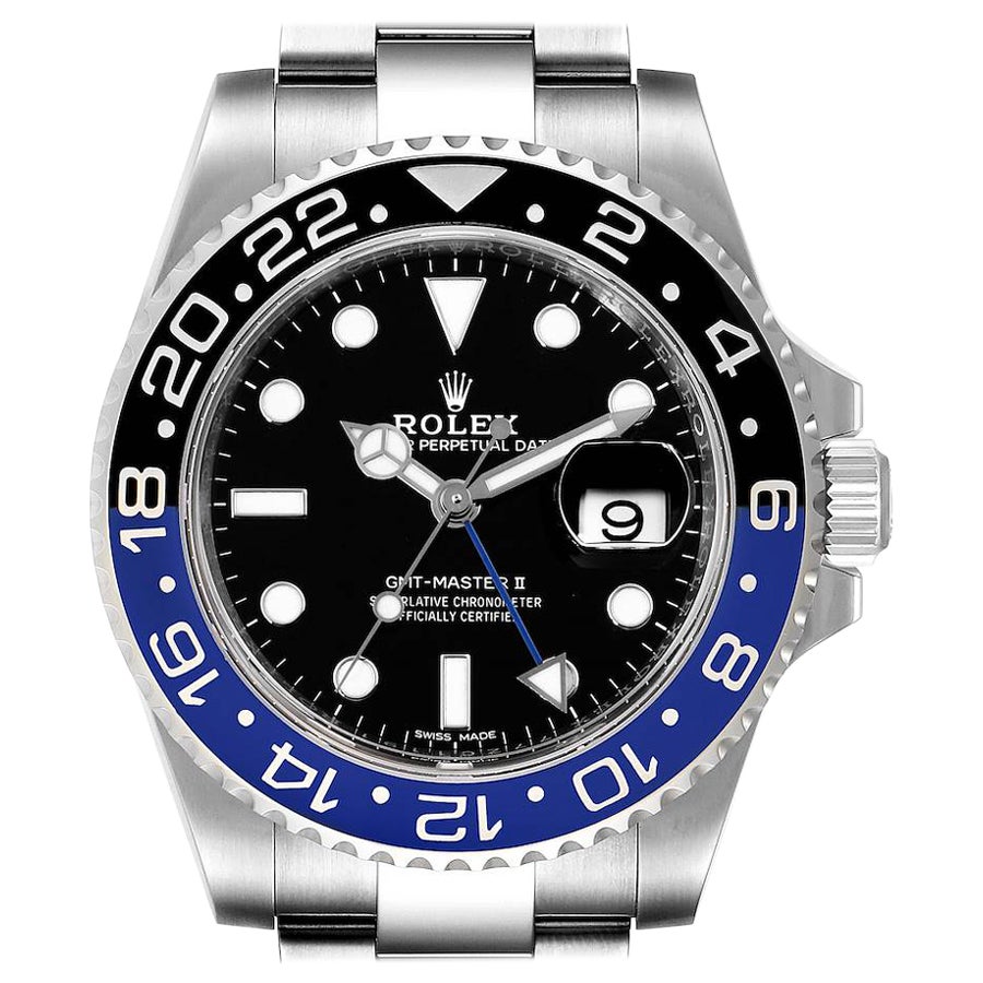 Rolex GMT Master II Batman Blue Black Ceramic Bezel Steel Watch 116710 ...