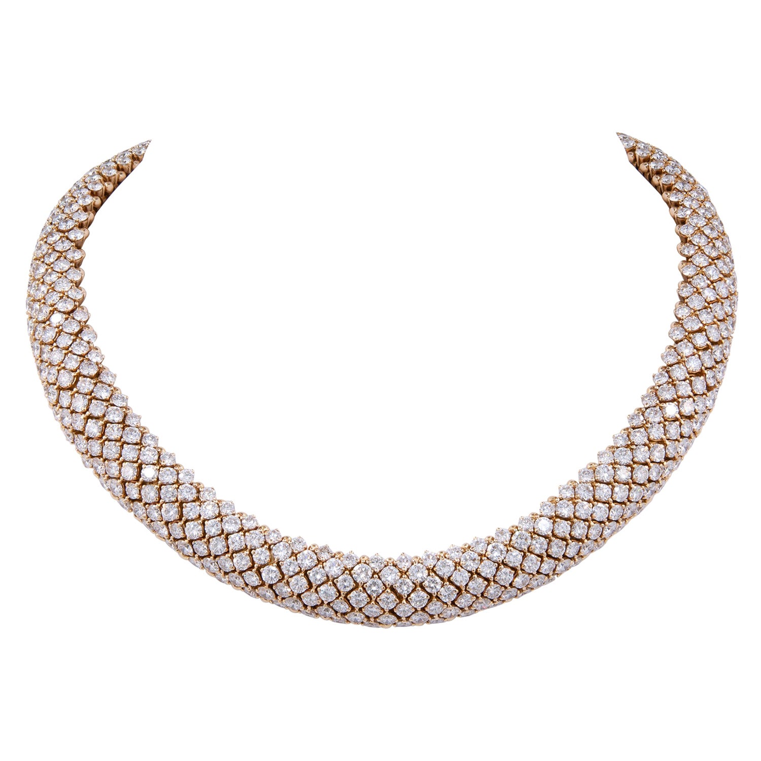 Diamond Flexible Collar in 18 Karat Yellow Gold For Sale at 1stDibs
