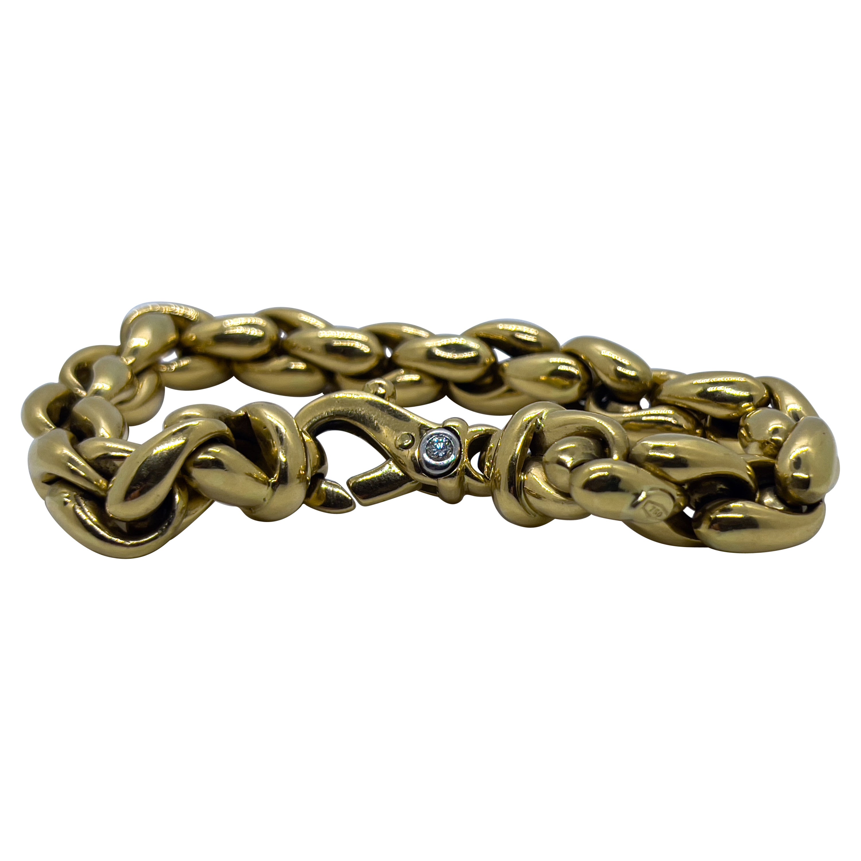 18 Karat Yellow Gold Chain Massif Effect Bracelet For Sale at 1stDibs
