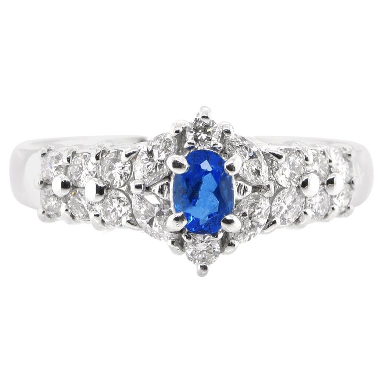 Very Rare 0.18 Carat Natural Hauynite and Diamond Ring Set in Platinum ...