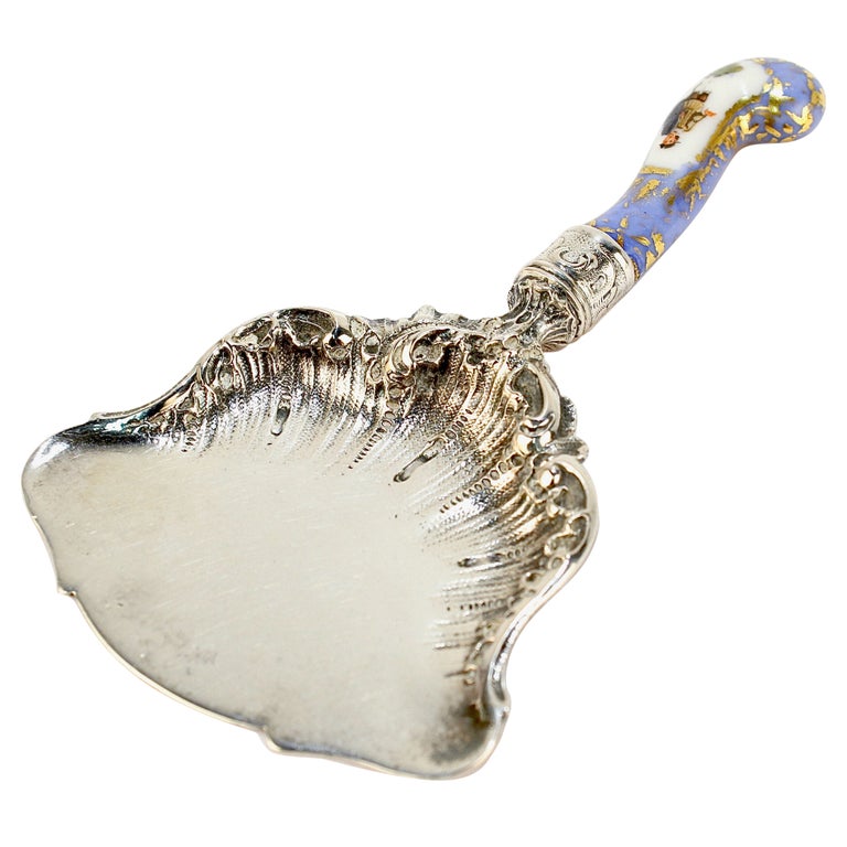 Antique Dresden Porcelain and 800 Silver Pastry or Nut Server by ...