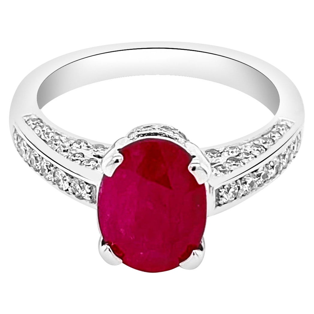 1.60ct Natural Ruby 14k W/G Ring For Sale at 1stDibs