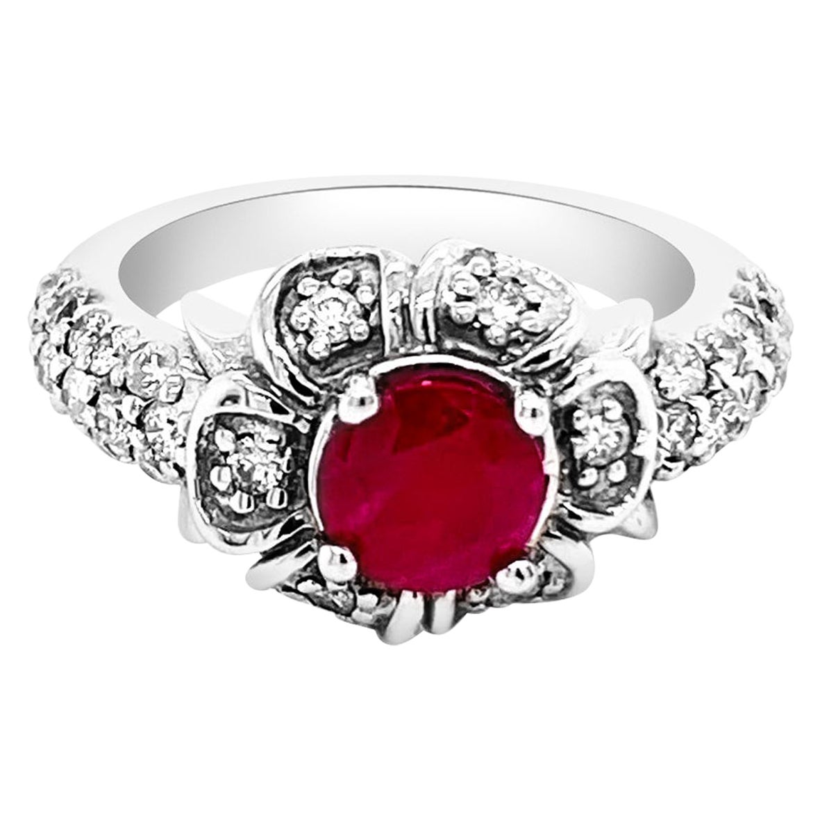 Rebecca Overmann Vintage Unheated 3.01ct Natural Ruby White Diamond ...