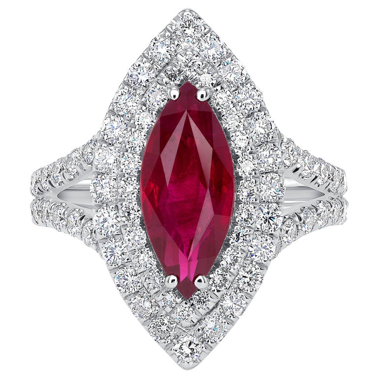 2.31ct Natural Ruby 18k White Gold Ring For Sale at 1stDibs