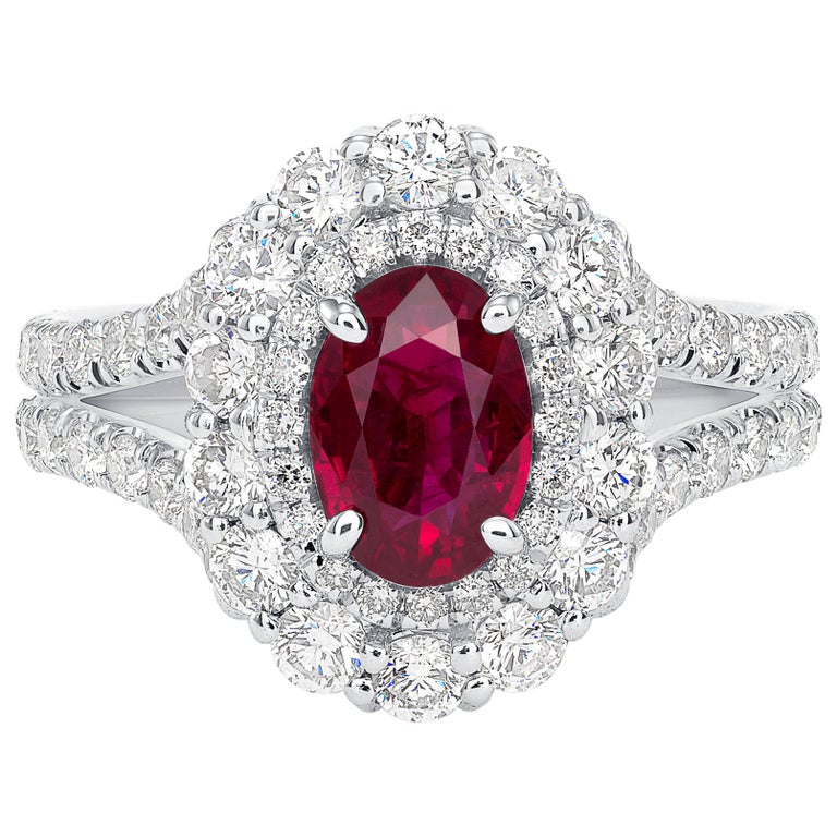 1.51ct Natural Ruby 18K White Gold Ring For Sale at 1stDibs