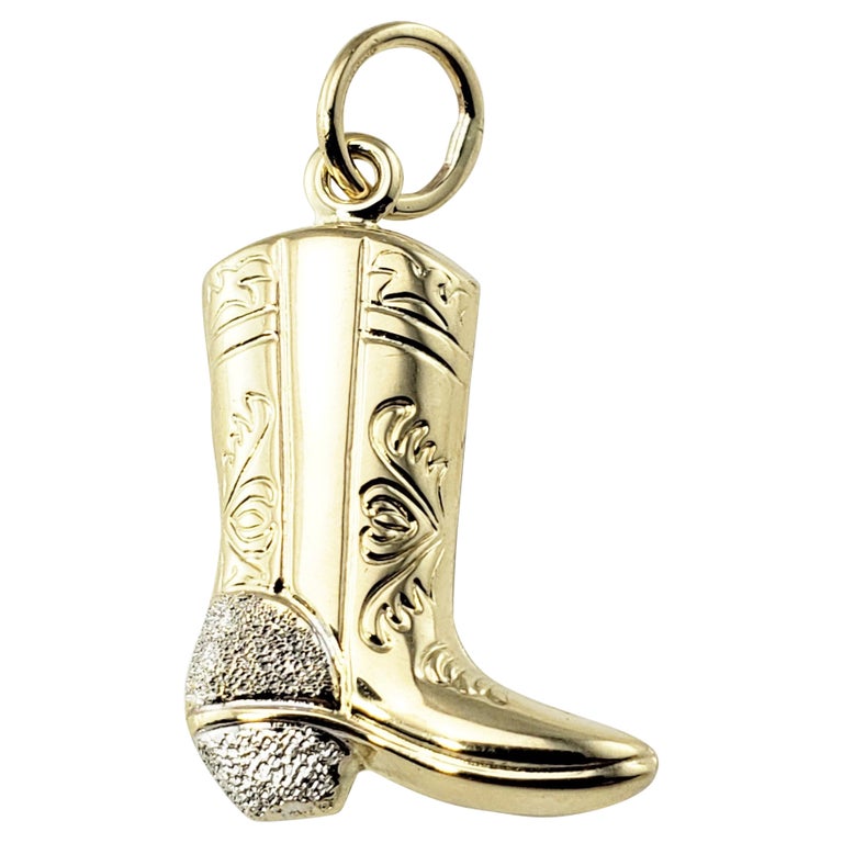 14 Karat Yellow Gold Cowboy Boot Charm at 1stDibs