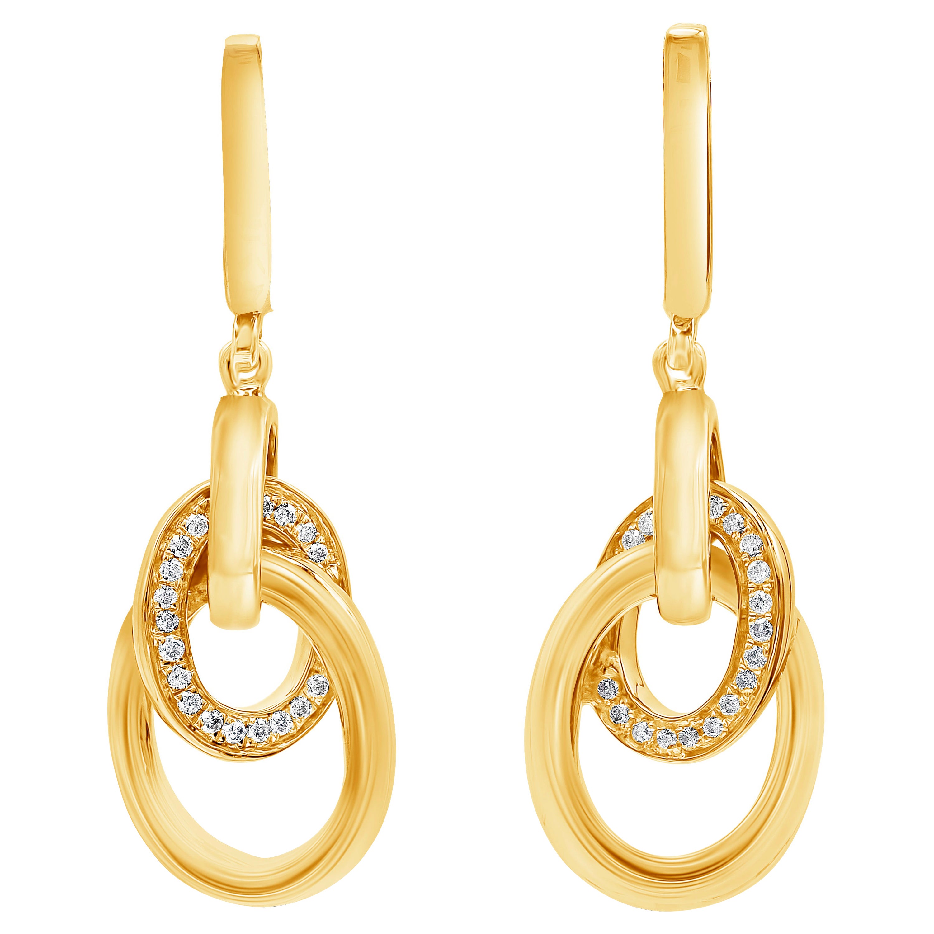 Diamond Gold Open Work Earrings at 1stDibs