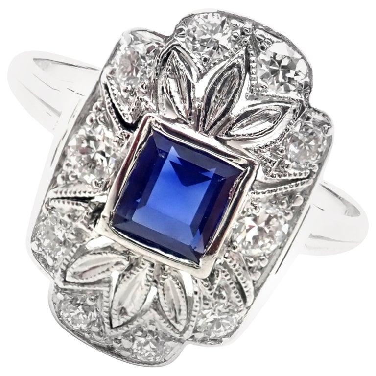Vintage Tiffany and Co. Diamond Sapphire Irid Platinum Cocktail Ring ...