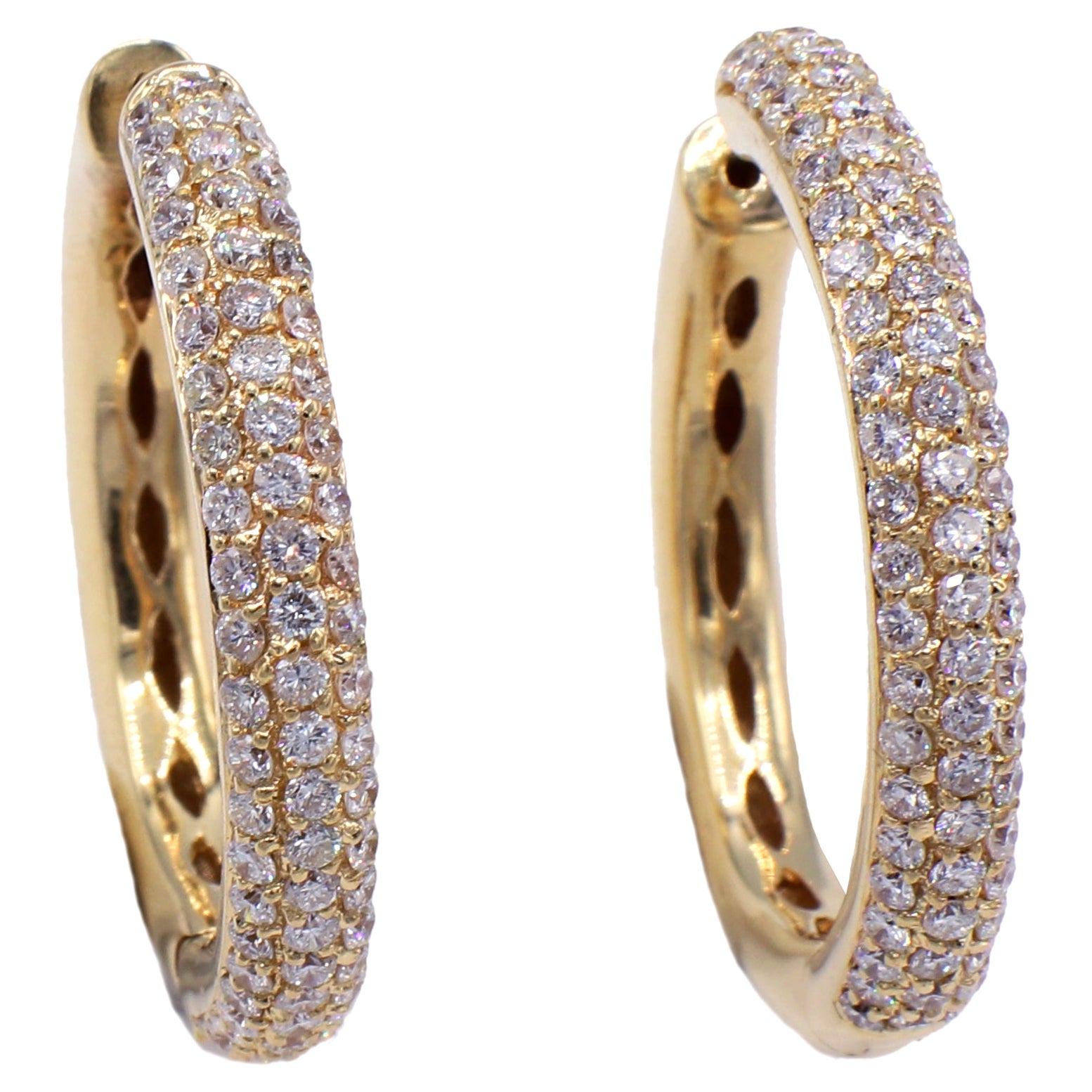 Pave Rose Cut Diamond Hoop Earrings For Sale at 1stDibs | pave diamond ...