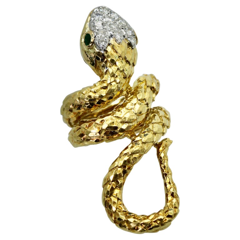 David Webb Gold Diamond Snake Ring For Sale at 1stDibs
