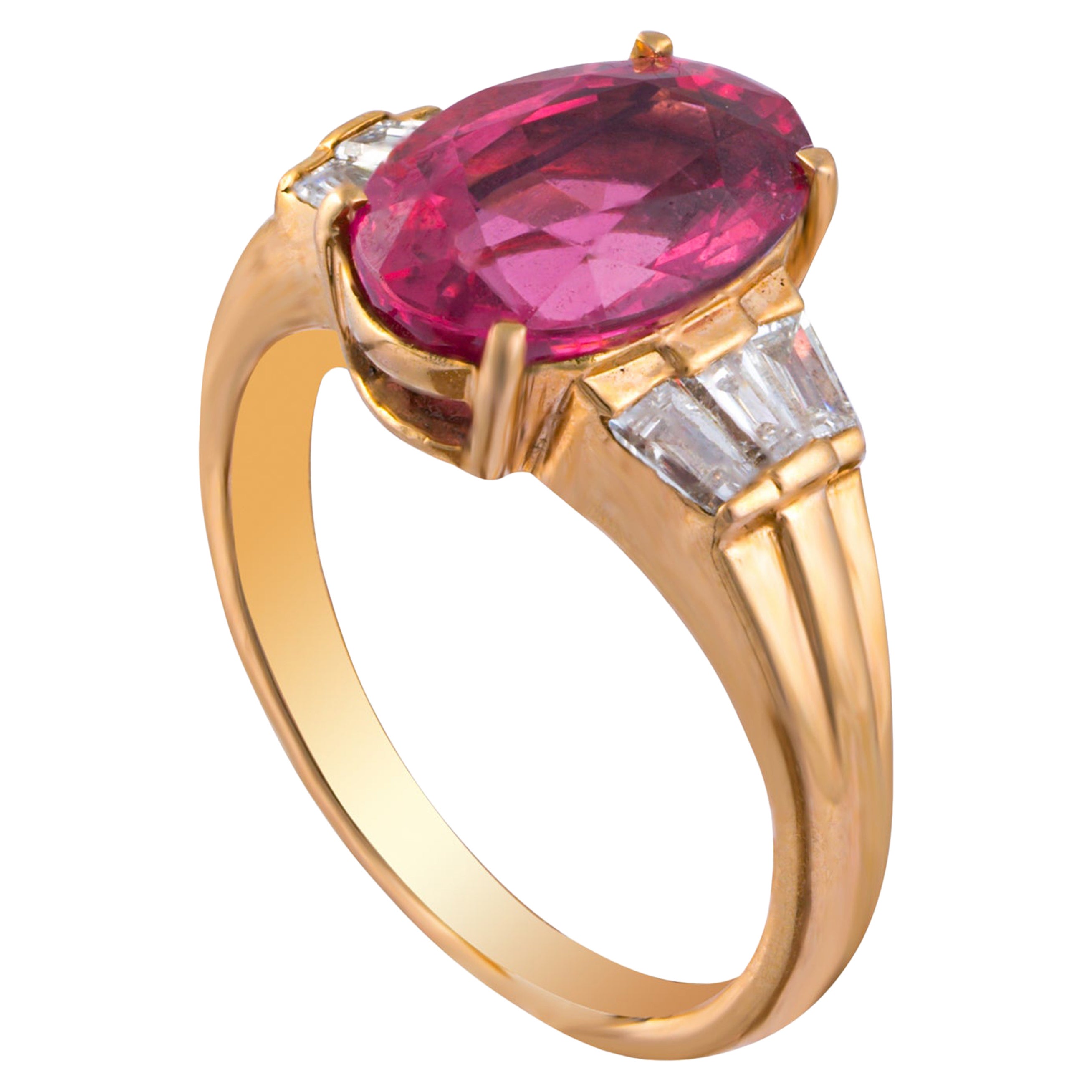 Pink Spinel Diamond Gold Ring For Sale at 1stDibs