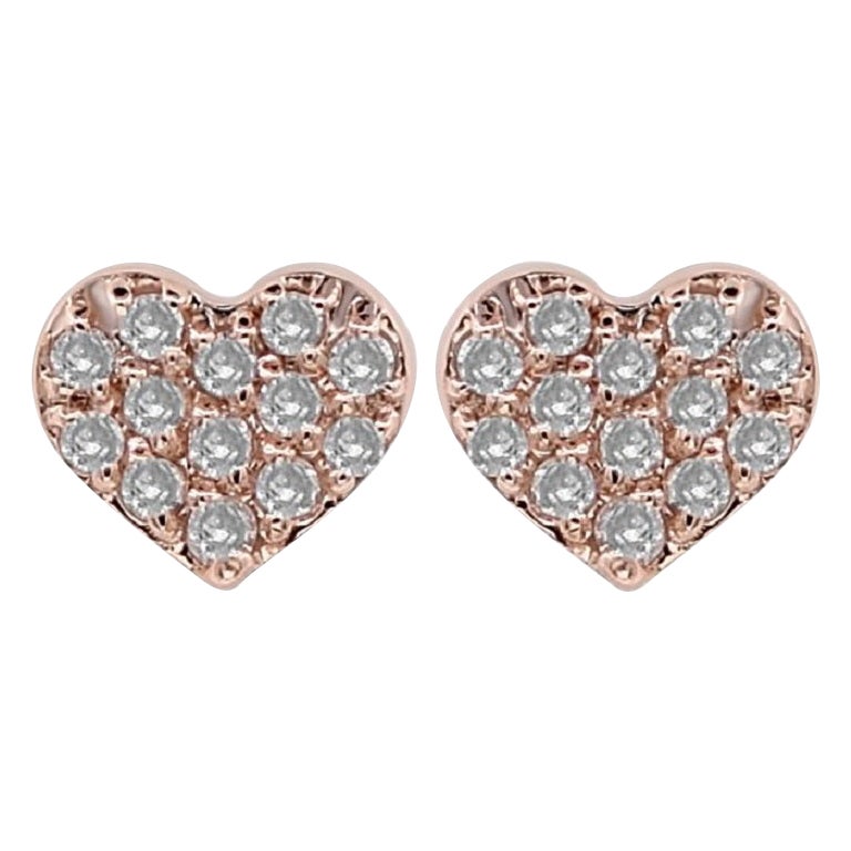 14K Rose Gold Diamond Earrings For Sale at 1stDibs