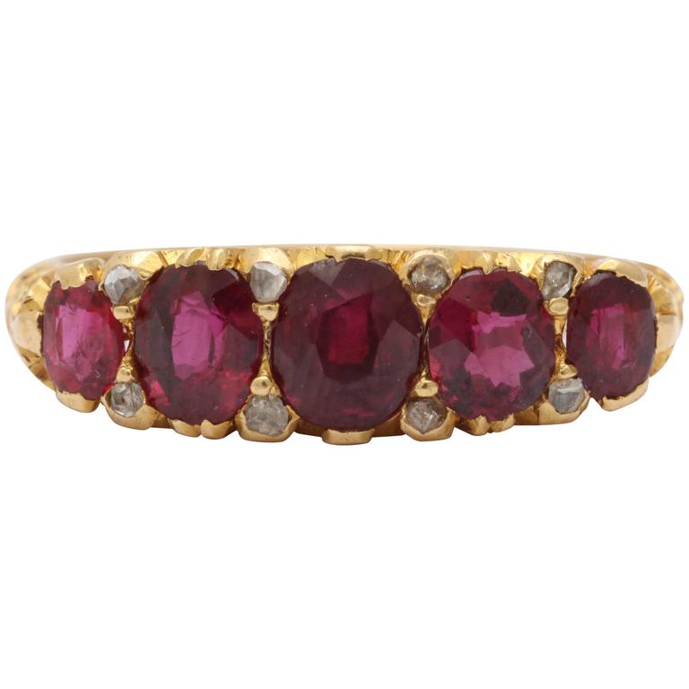 Victorian Ruby, Diamond Band Ring For Sale at 1stDibs