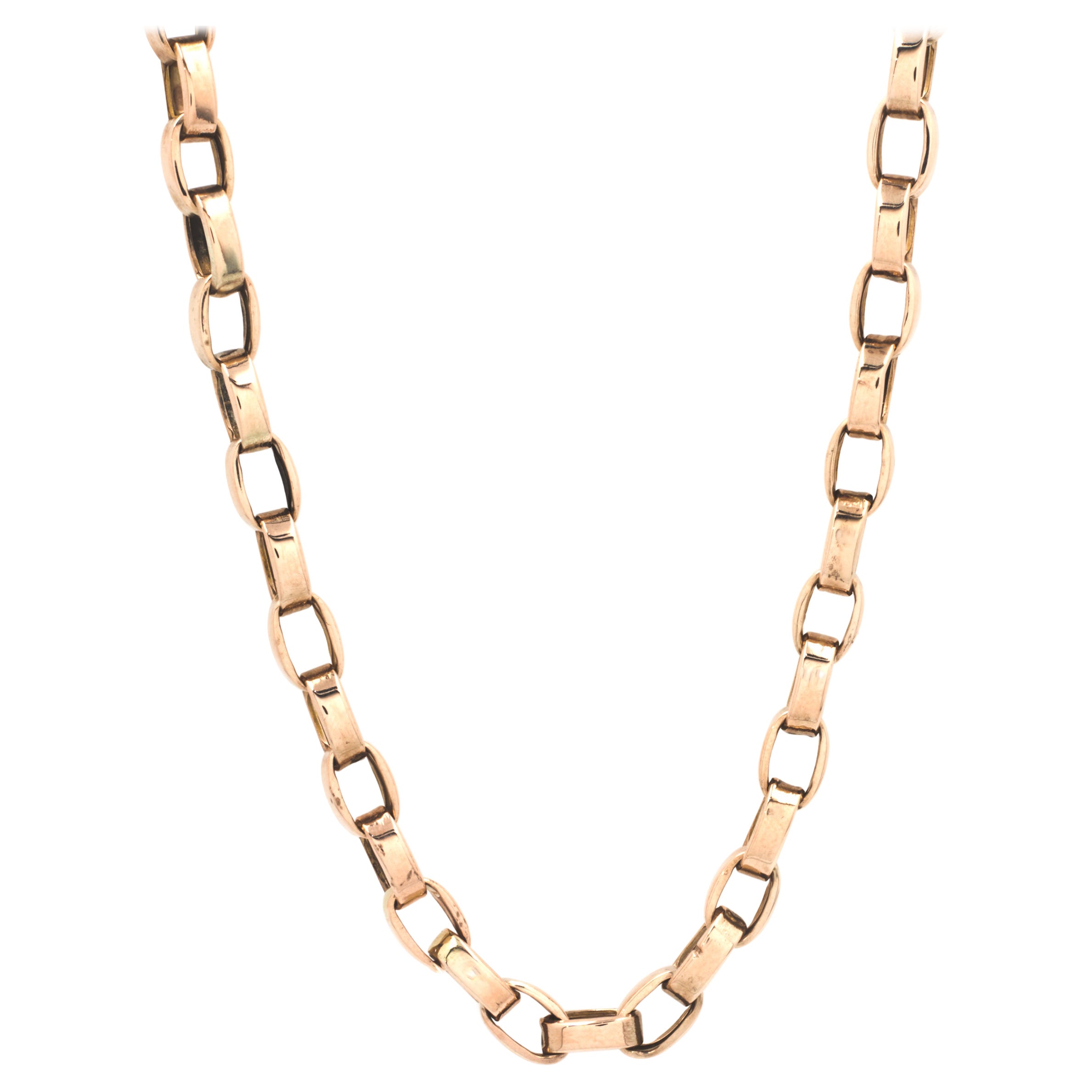 14 Karat White Square Chain Link Necklace For Sale at 1stDibs