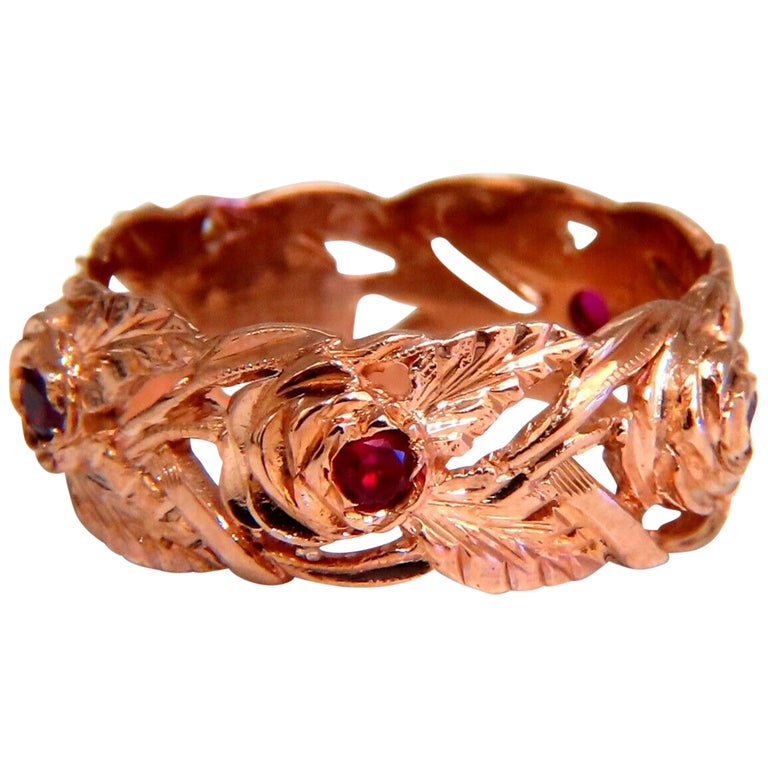 .50ct. Natural Ruby Eternity Floral Vine Ring 14kt Rose Gold For Sale ...