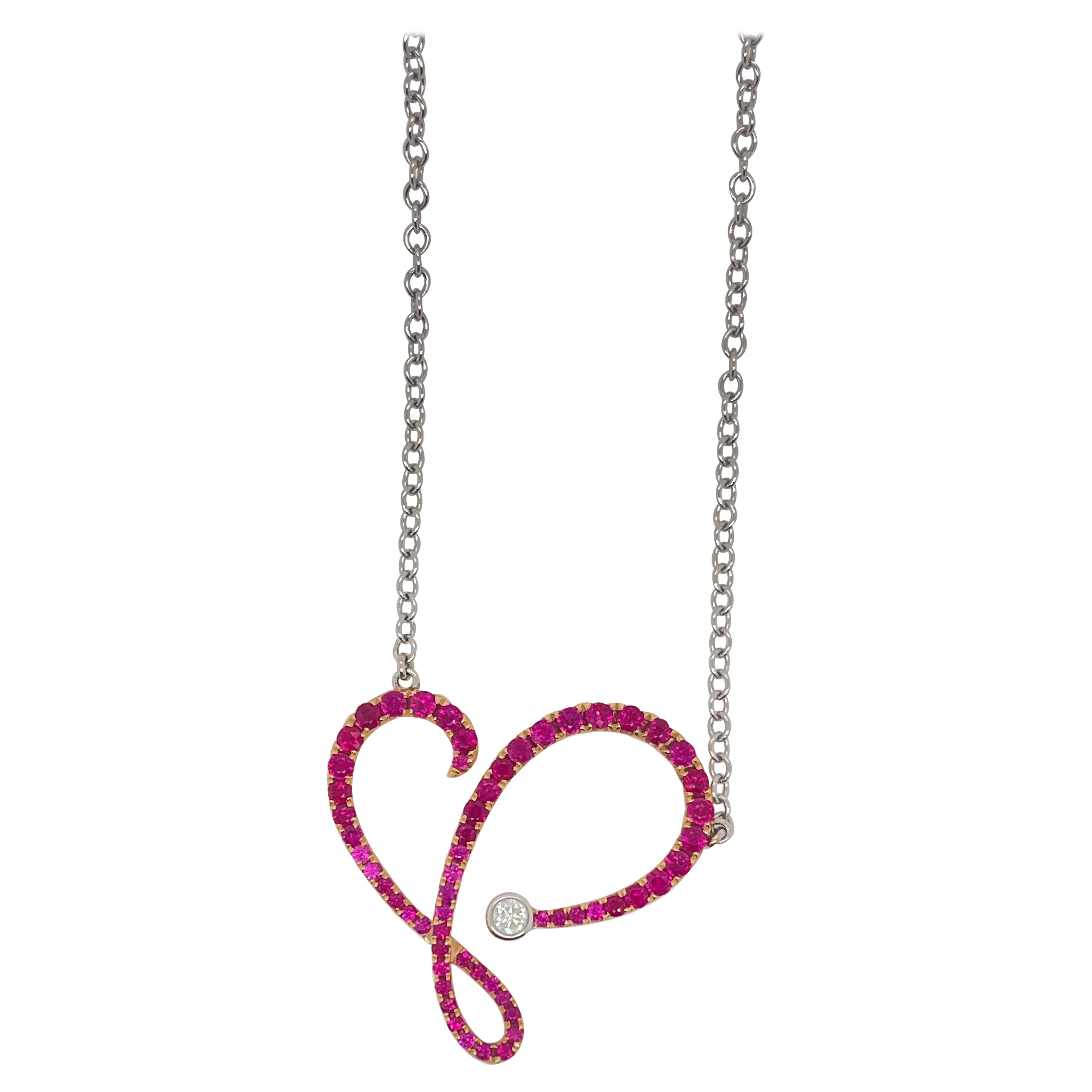 Carl Blackburn Ruby Diamond Gold Oak Leaf Pendant For Sale at 1stDibs
