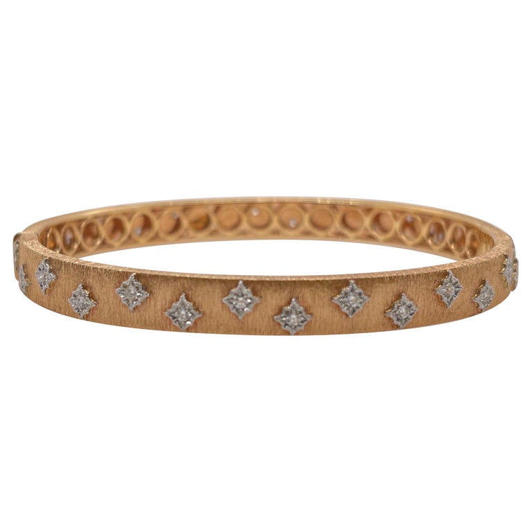Brushed Rose Gold and Diamond Bangle For Sale at 1stDibs