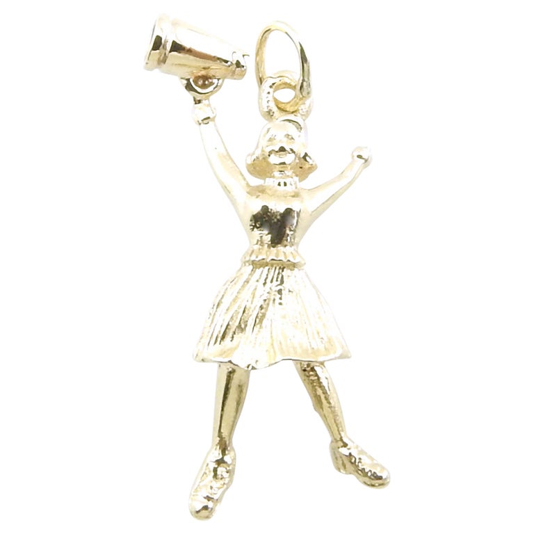 14 Karat Yellow Gold Cheerleader Charm For Sale at 1stDibs
