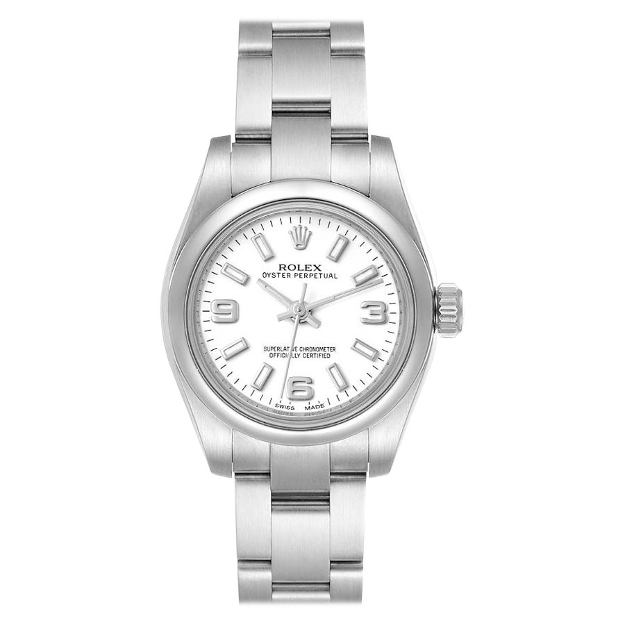 Rolex Oyster Perpetual Nondate White Dial Ladies Watch 176200 For Sale ...