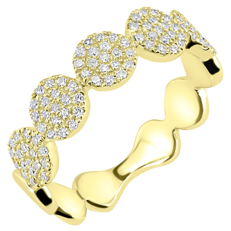 18k Yellow Gold Pave Diamond Band Ring For Sale at 1stDibs