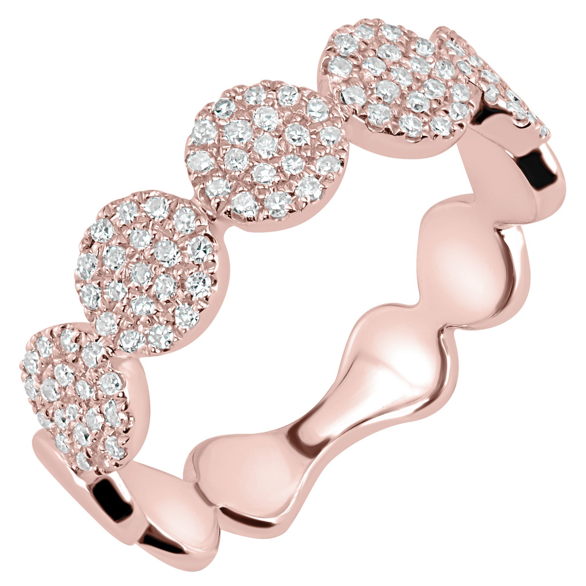 Fashionable Multisapphire Diamond Rose Gold 18k Band Ring for Her For ...