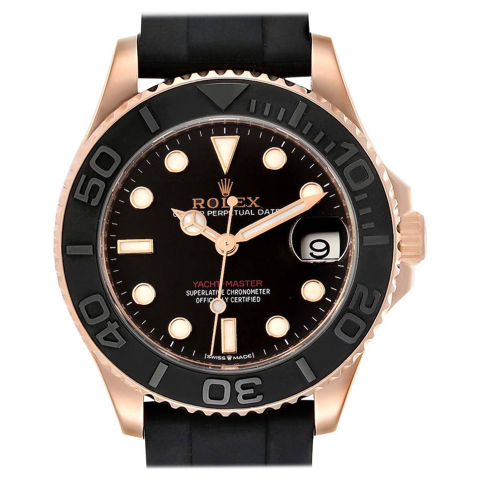 Rolex Yachtmaster 37 18K Everose Gold Rubber Strap Watch 268655 Box ...