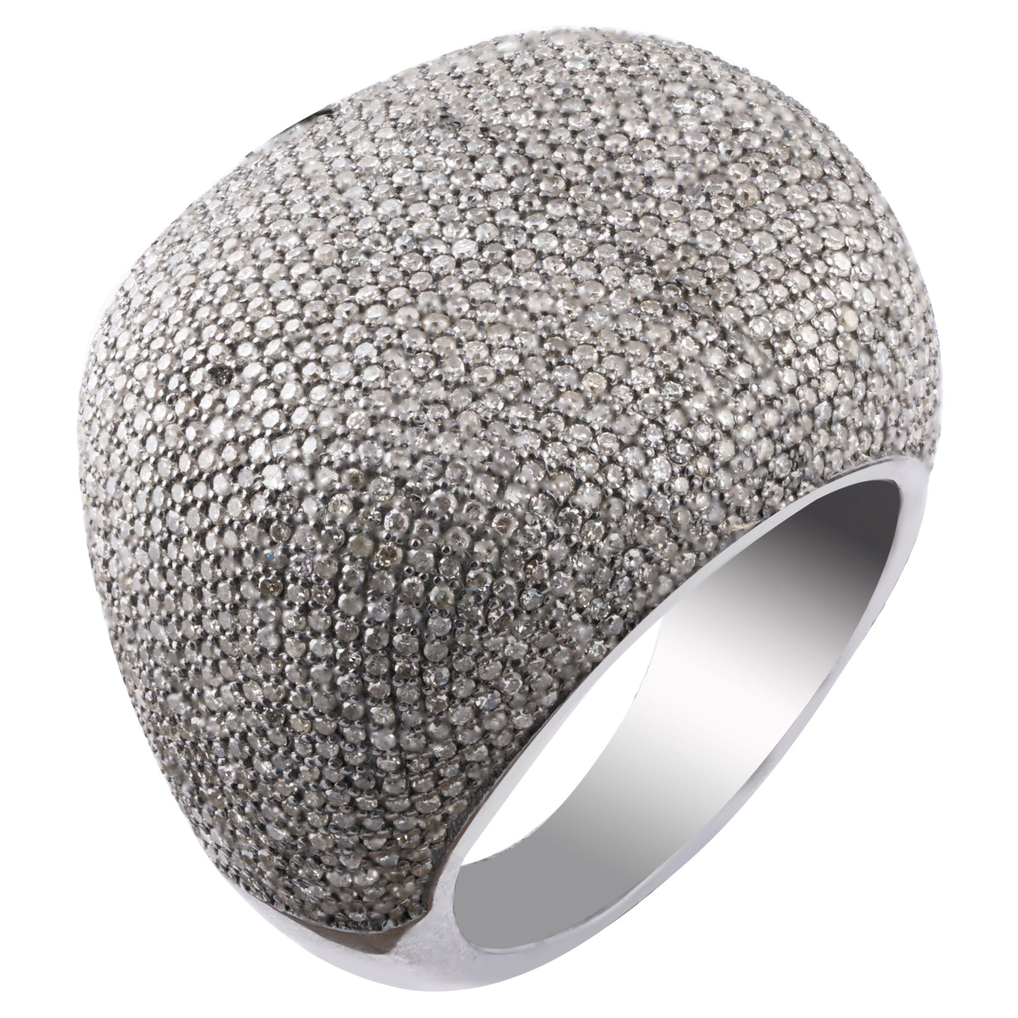 2.12cts Single cut Diamond and 925 sterling silver Ring with gold ...