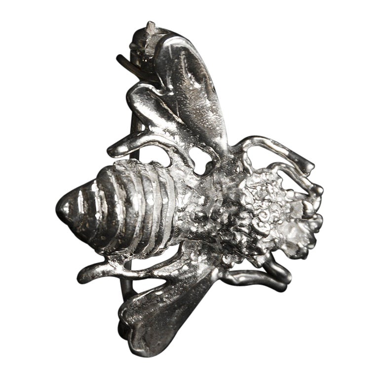 925 Silver Handmade Brooch with Bee For Sale at 1stDibs