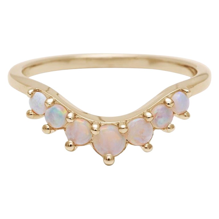 Anna Sheffield 14 Karat Gold Opal Cosmic Tiara Curve Wedding Band For ...