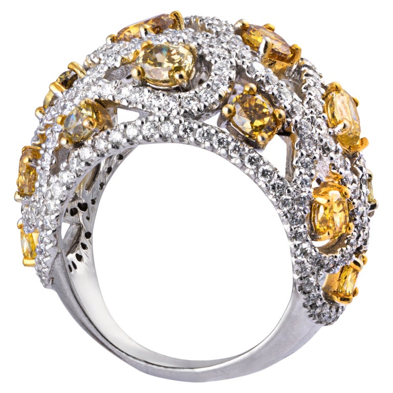 14k gold 3.28cts Fancy Diamond and 1.81cts Round diamond Ring For Sale ...