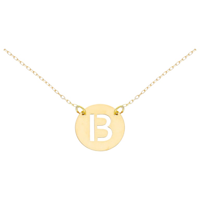 Alphabet Letter B 18k Gold Chain Pendant For Sale at 1stDibs