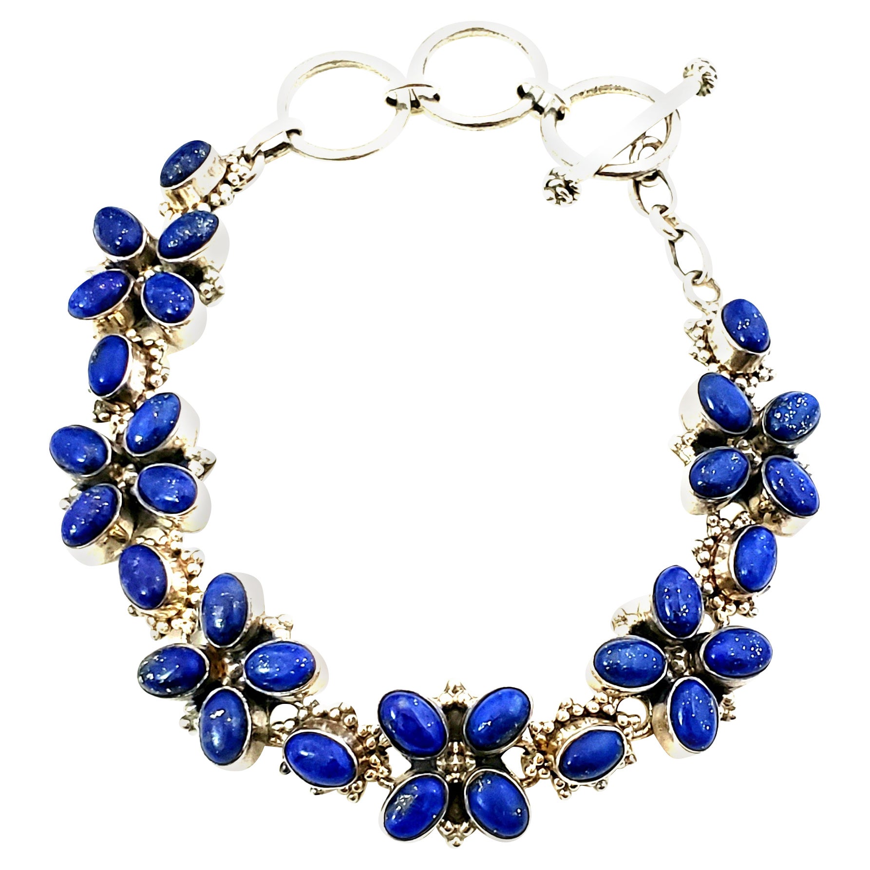 Tobias A. Mexico Sterling Silver Flower Link Bracelet For Sale at 1stDibs