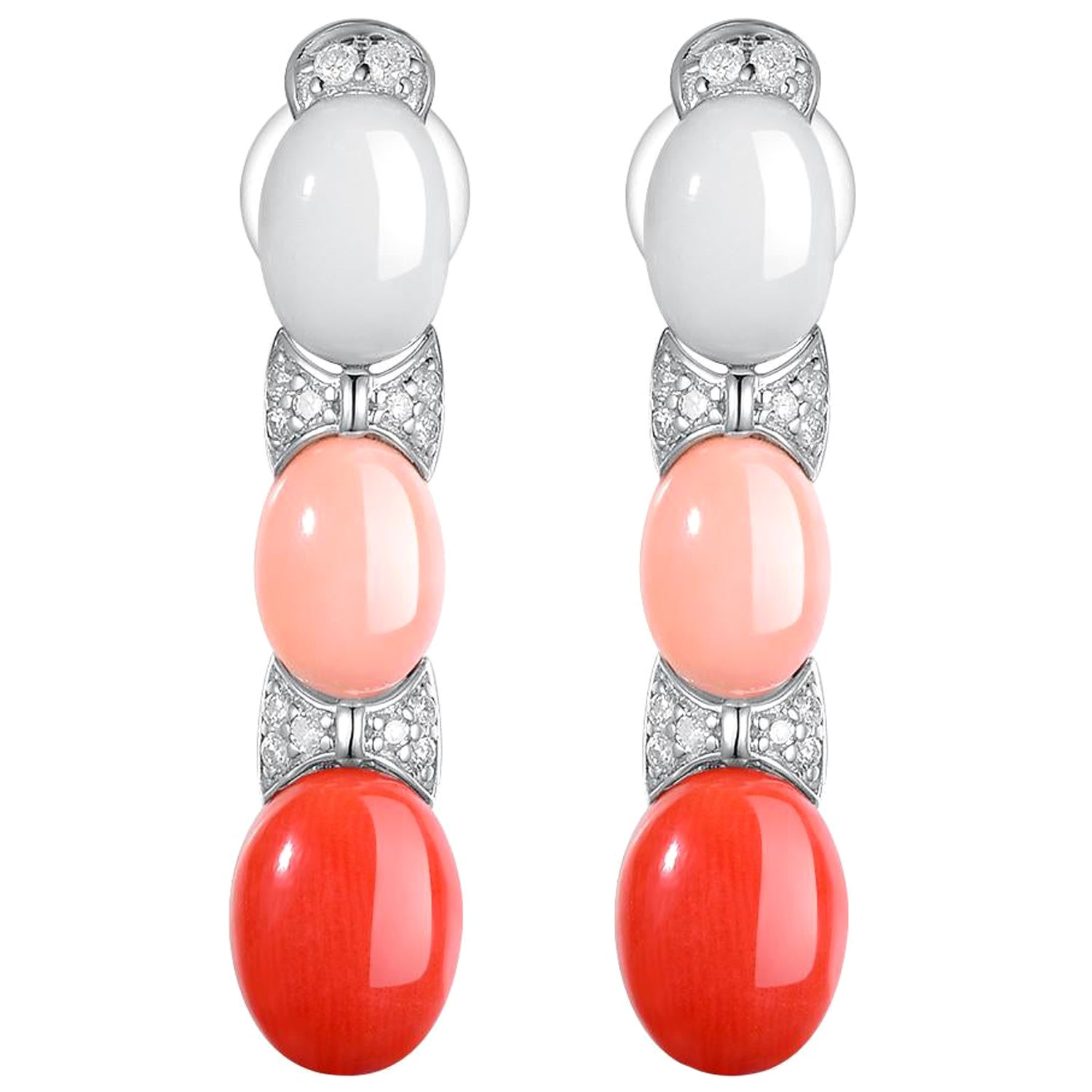 Diamond and Coral Earrings For Sale at 1stDibs | coral diamond earrings ...