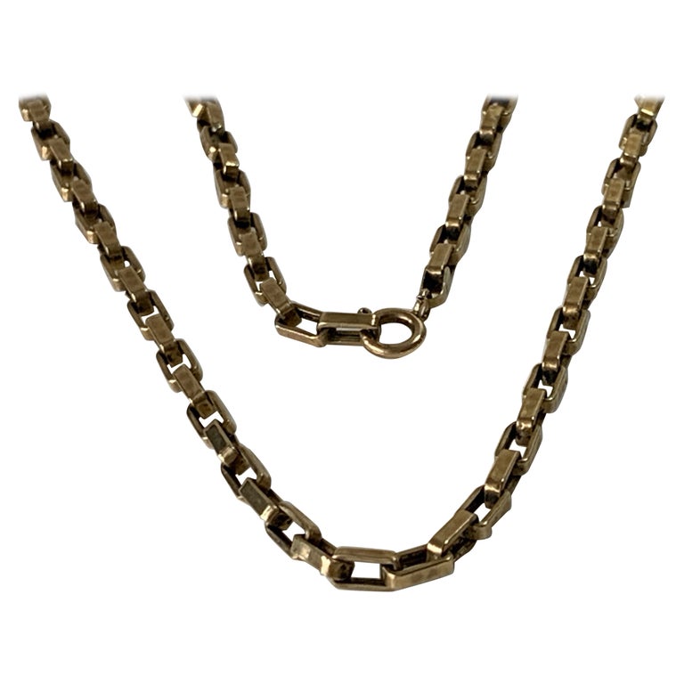 9ct 375 Gold Rectangular Link Chain For Sale at 1stDibs