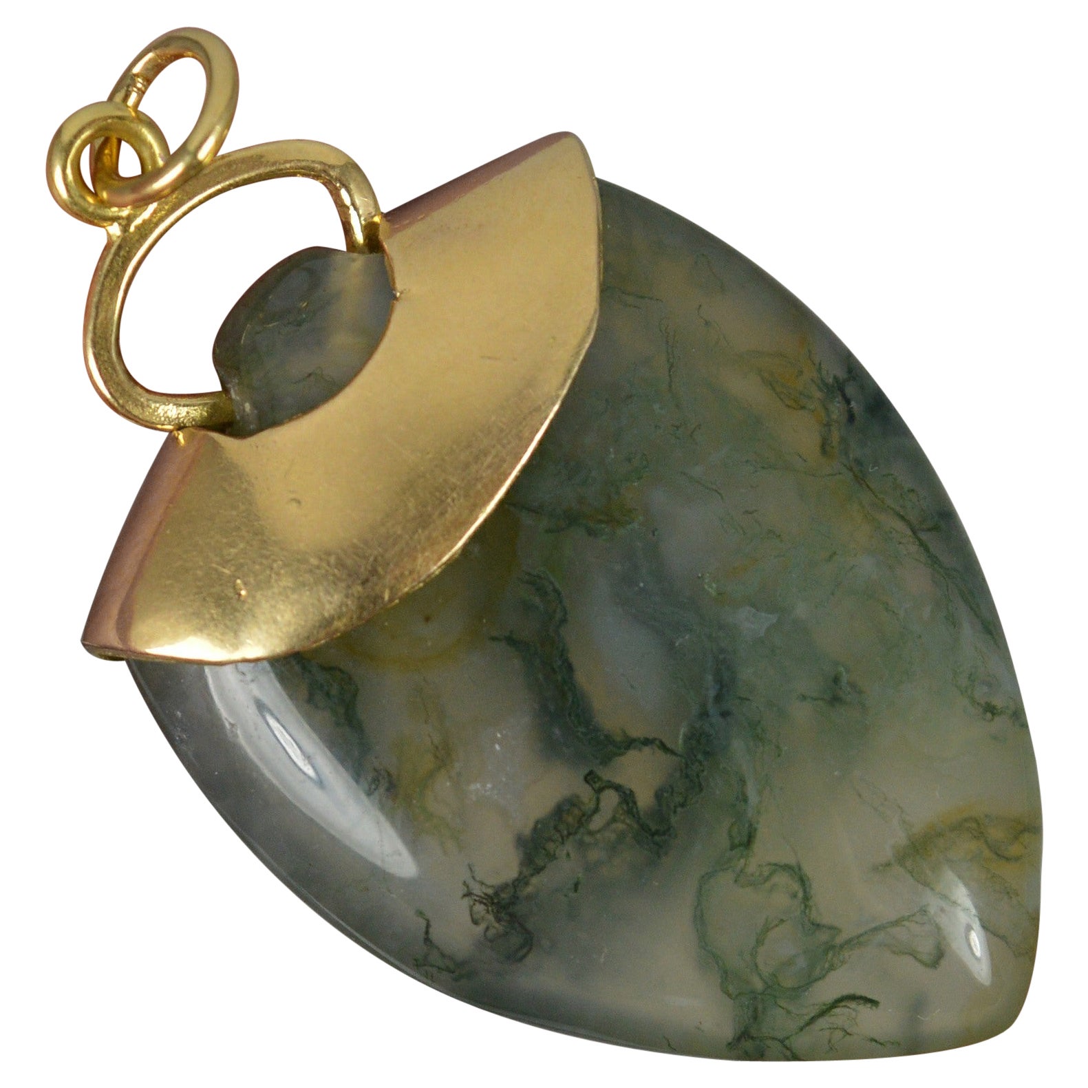 Early Victorian Dendritic Agate and 9 Carat Rose Gold Pendant For Sale ...
