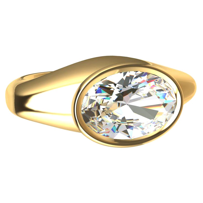 1930s 1.6 Carat Oval Diamond Engagement Ring, 18 Karat Gold For Sale at ...